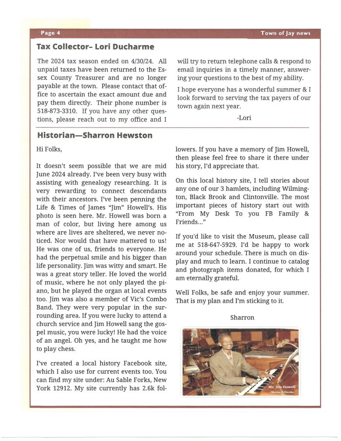 Town of Jay News Summer Edition 2024 – Town of Jay, New York